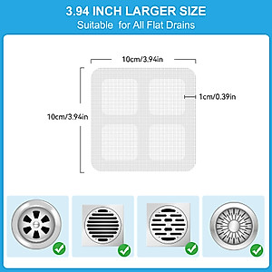 Qoosea 50 Pack Disposable Shower Drain Hair Catcher Shower Drain Cover Hair Catcher Mesh Stickers for Bathroom Washbasin Bathtub Kitchen Sink for Human and Pet Hair