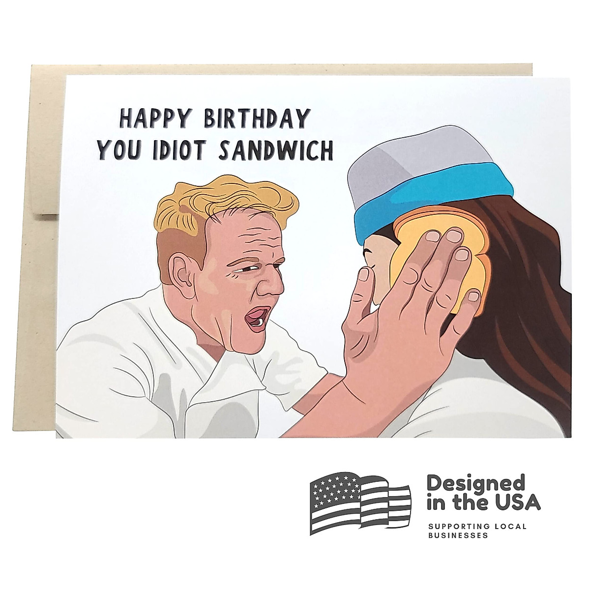 Sleazy Greetings Funny Birthday Card For Men Women Him Her | Rude Gordon Ramsay You Idiot Sandwich Card