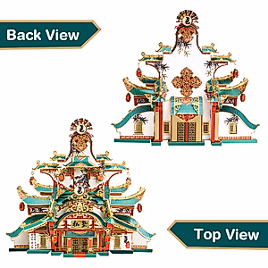 Piececool 3D Puzzles for Adults,Chinese Traditional Building Model Kits to Build for Teenagers Difficult 3D Metal Puzzle Educational Toys Gift Home Decor (White&Green)