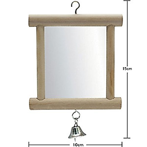Hypeety Pet Bird Mirror with Bell Interactive Parrot Toy for Parrot Macaw African Greys Budgies Cockatoo Parakeet Cockatiels Conure Lovebird Cage Bells Mirror (C)