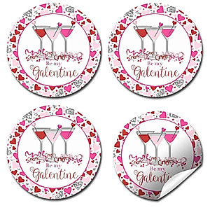 Gal Pal Girlfriend Galentine Valentine Party Favor Sticker Labels for Women, 40 2" Party Circle Stickers by AmandaCreation, Great for Classroom Valentines, Envelope Seals, Gifts & Treats