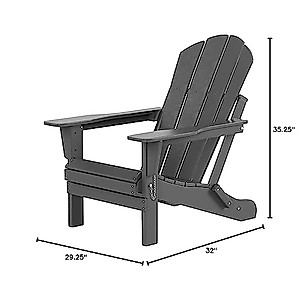 WO Home Furniture Set of 2pcs HDPE Adirondack Chairs Lounger Outdoor Folding Seat for Fire Pit, Beach, Balcony, Backyard, Lawn, Patio, Pool, Deck, Garden - Weather UV Resistant (Gray)
