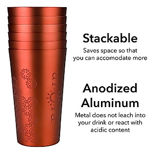 Arora Aluminum Cups for Drinks, Metal Color-Changing Red Tumbler, Aluminum 30oz Cup, Set of 6