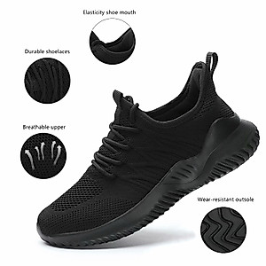 Women's Ladies Tennis Shoes Running Walking Sneakers Work Casual Comfor Lightweight Non-Slip Gym Trainers Black