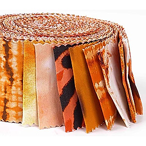 Soimoi 40Pcs Tie Dye Print Cotton Precut Fabrics for Quilting Craft Strips 2.5x42inches Jelly Roll - Orange