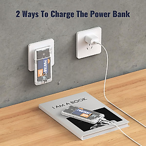 10000mAh Portable Charger,Q Slim USB C Power Bank,5 Output 2 Input 20W Travel External Battery Pack with Built-in Cables and AC Wall Plug, Compatible with Different Mobilephone, Tablet and More