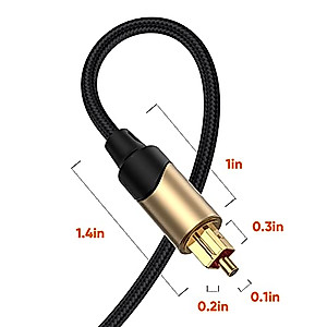 CableCreation 15 Feet Optical Audio Cable, Fiber Digital Optical SPDIF Toslink Cable with Metal Connectors for Home Theater, Sound Bar, DVD/CD Player, TV & More, Black&Gold / 4.5M