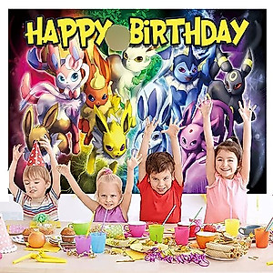7X5FT Anime Backdrop Cartoon Animation Theme Background Happy Birthday Party Banners for Photoshoot Kids Baby Waterproof Tapestry Reusable Photography Party Supplies Decorations Studio Booth Props