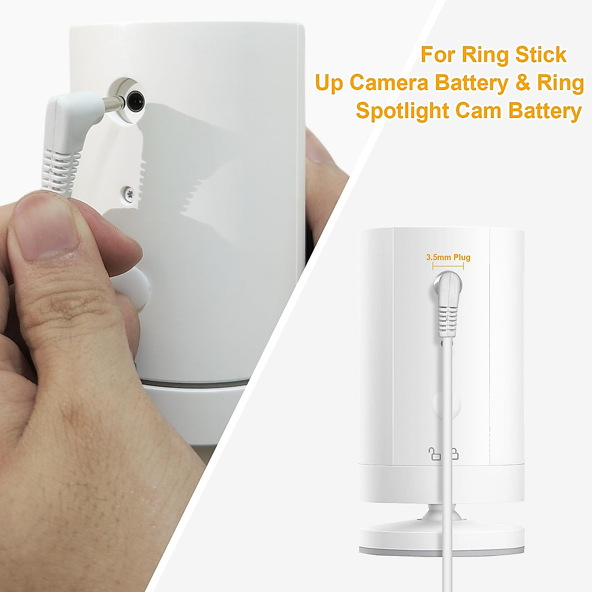 Ring Camera Solar Panel, Compatible with Ring Stick Up Cam Battery, Ring Spotlight Cam Battery, Not for Spotlight Plus/Pro, Waterproof, 6W Fast Charging, DC3.5mm Plug (2Pack)