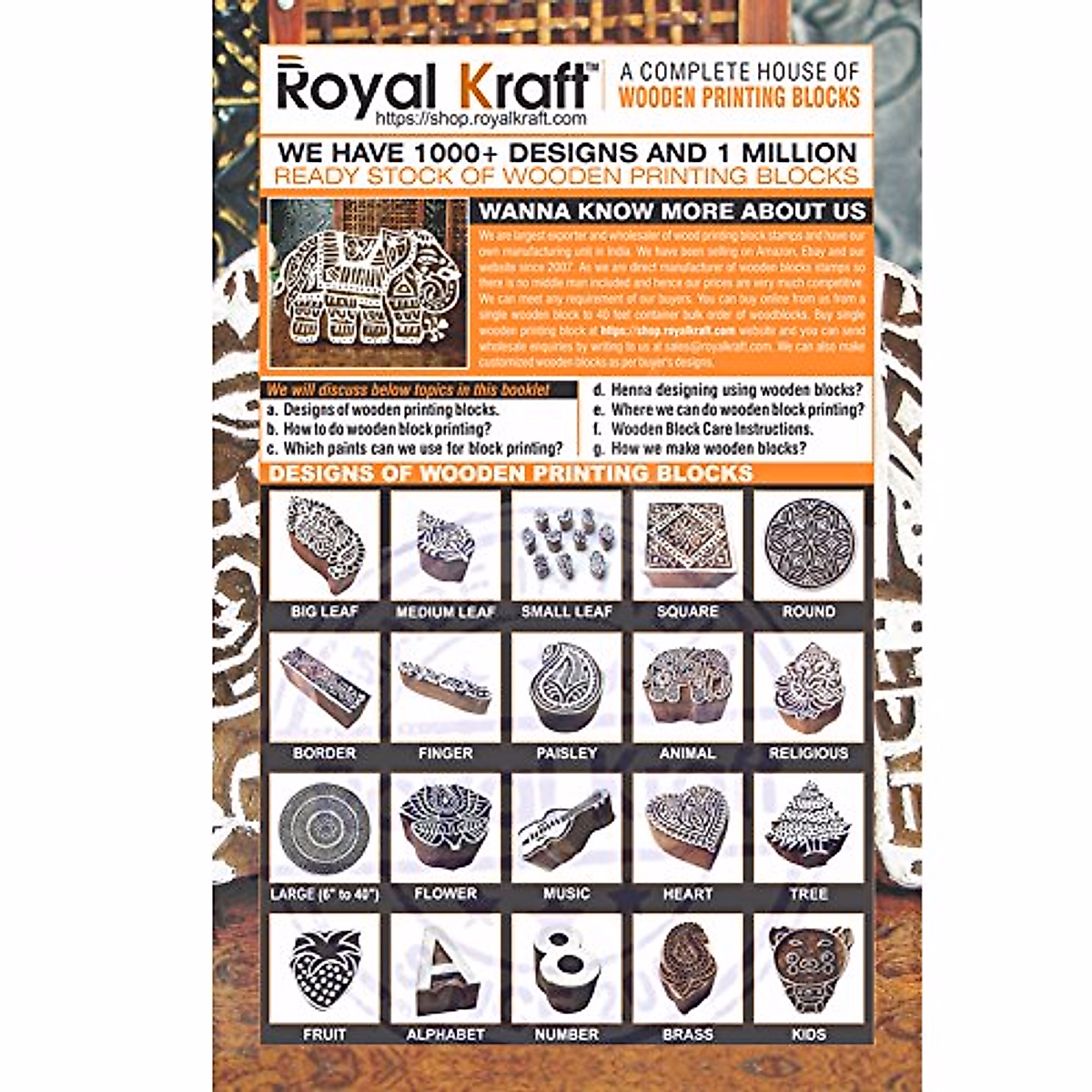 Artistic Motif Round and Mandala Block Print Wood Stamps (Set of 5)