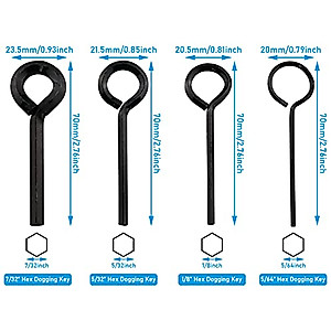 JianLing 1set Annular Allen Wrench Set Standard Dogging Key with Full Loop, Allen Wrench Door Key for Push Bar Panic Exit Devices (1pc 5/64 1pc 1/8 1pc 5/32 1pc 7/32 black circle and 1pc keychain)