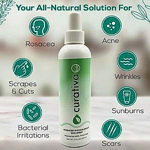 Curativa Bay .02% Hypochlorous Skin Spray, Clear Skin, Most effective For Total Skin Health and the Base for all Skin Care. 100% Organic, Made in USA, Produces Great Results 8 OZ.