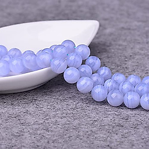 OURECO Crystal Accessories DIY Natural Crystal Natural sea Blue Pattern Round Beads Loose Beads semi-Finished Long Chain Bracelet Necklace Anklet Spacer Beads with Beads (Color : 6MM)