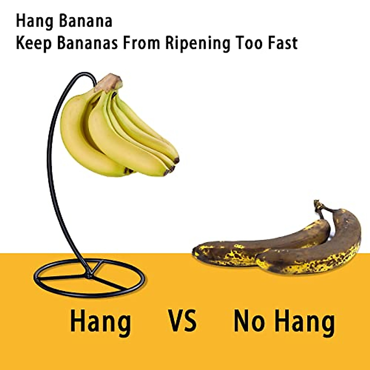 EGMEHOAD Banana Holder Stand, Banana Hanger Stand Black, Metal Banana Tree Hanger to Keep Bananas Fresh for 15LB Banana