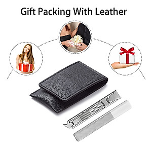 SGNEKOO Ultra-Thin Nail Clippers Foldable Nail Cutter with Double End Curved and Bevel Blade Portable Fingernail Trimmer & Nano Polish Glass File Kit (Silver)