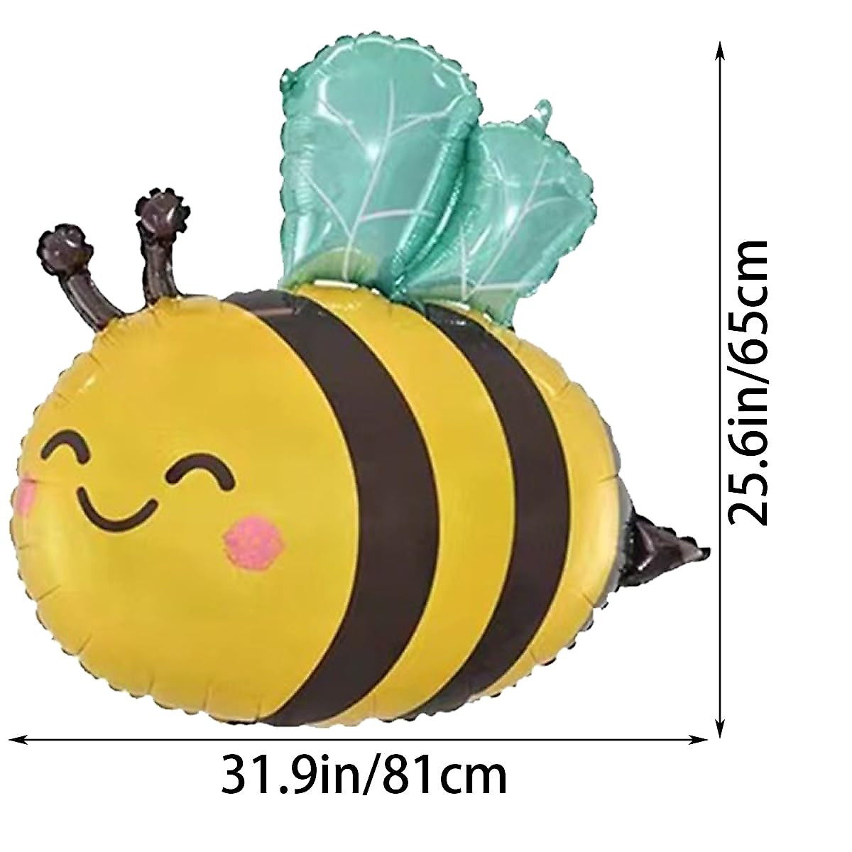 SAMOKA Bee Balloons,4 PCS 31 Inch Cute Smile Face Mylar Foil Bee Balloons Birthday Party Decorations,Bee Theme Birthday Supplies Party Decorations Baby Shower