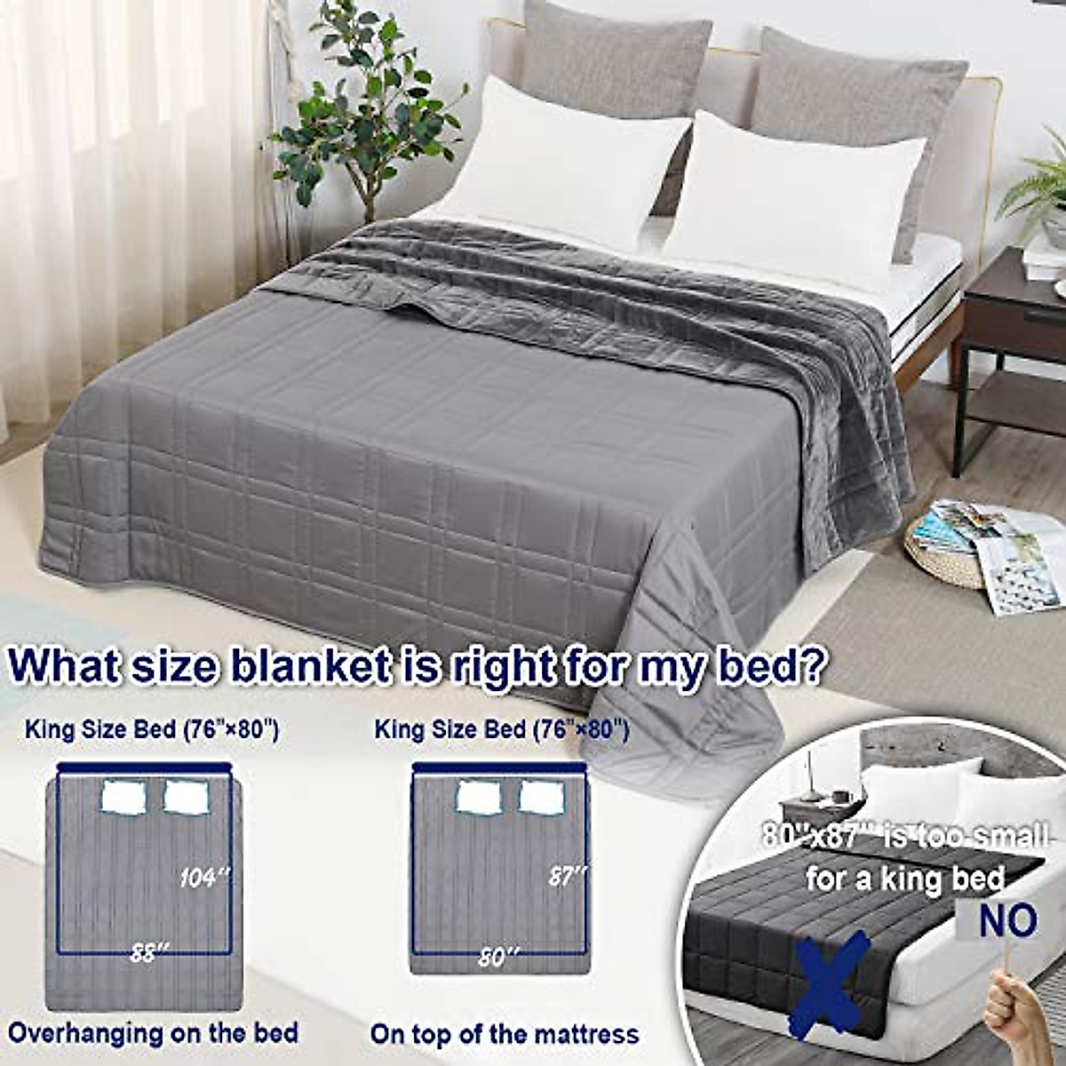 OMYSTYLE King Size Weighted Blanket 20lbs(88 ft ftx104 ft ft, Double-Sided), Reversible Weighted Blanket with Warm Short Plush and Cool Tencel Fabric for All Season Use - Carry Bag Included