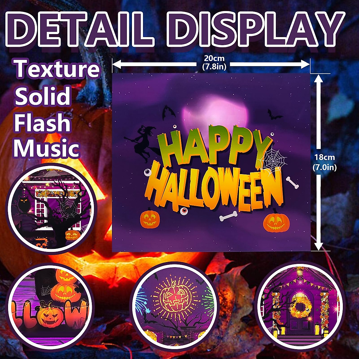 DTESL Halloween card，with firework light and music, 3D pop-up halloween card for Kids, Friend, Boyfriend, Girlfriend, Husband, Him, Women，Halloween Holiday Cards (Purple)