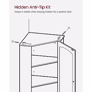 VASAGLE Tall Corner Cabinet, Bathroom Storage Cabinet with 2 Doors and 4 Adjustable Shelves, for Bathroom, Kitchen, Living Room, Modern Farmhouse Design, White UBBC541P31