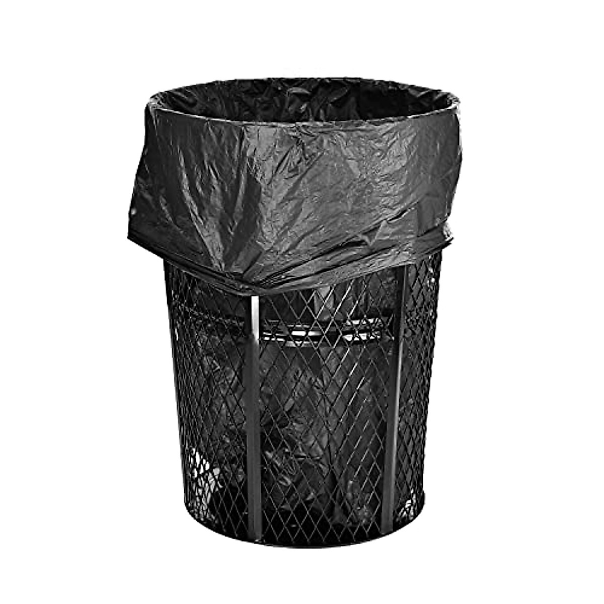 Alpine 48 Gallon Outdoor Trash Can - Commercial Stainless Steel Round Waste Receptacle for Parks, Walking Trails, Office Buildings, Restaurants, Schools, and More(Black Mesh)