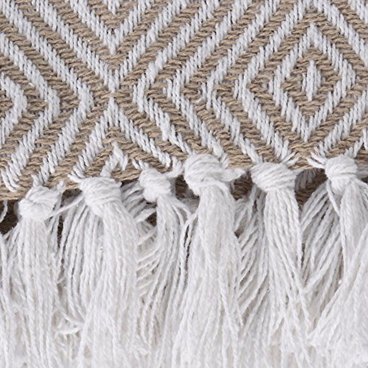 DII Diamond Throw Collection Woven Cotton, 50x60, Stone