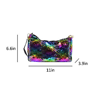 LEOMOSTE Women Girls Glitter Sequin Shoulder Message Bag Handbag Shiny Clutch Purse Evening Bag