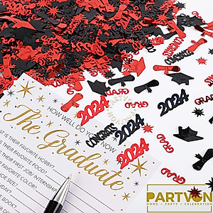Graduation Confetti 2024, Black Red Decor Graduation Party Supplies，Class of 2024 Decorations Table Confetti for Kindergarten Preschool High School College