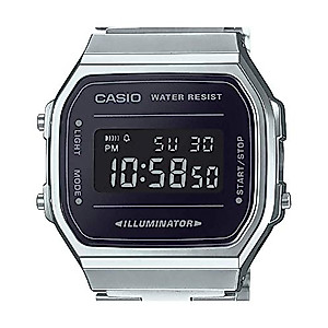 Casio A168WEM-1 Men's Youth Collection Mirror Dial Alarm Chronograph Illuminator Digital Watch