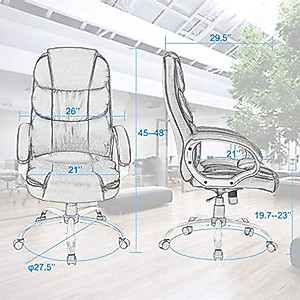 Massage Office Chair 250Lbs Ergonomic High Back PU Leather Rolling Swivel Executive Computer Desk Chair with Lumbar Support Headrest Armrest for Study Home Meeting Room