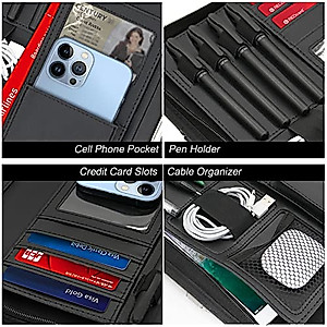 Portfolio Binder Organizer with Handle, 13.4 * 10 * 1.6 Inch Zippered Padfolio, Writing Pad Notepad Legal Size Detachable Business Folder Resume Interview Gift for Men Women (Gray)