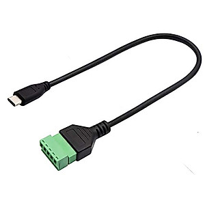 zdyCGTime Type C USB Screw Terminal Block Connector Cable 2.0 Type C USB Male Plug to 5 Pin Way Female Bolt Screw with Shield terminals Pluggable Type Adapter Connector Converter Cable（30CM2Pack Male