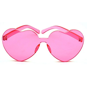 JUSLINK Love Heart Shaped Sunglasses for Women(Pink)