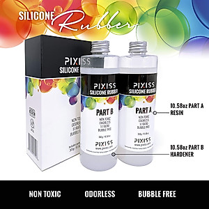 Pixiss Silicone Mold Making Kit Liquid Silicone Rubber Bubble Free Translucent Clear Mold Making Silicone-Mixing Ratio 1:1-Molding Silicone for Resin Molds,Silicone Molds DIY(21.16oz)