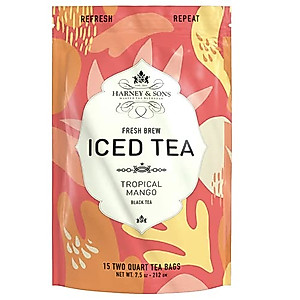 Harney & Sons Tropical Fresh Brew Iced Tea Pouches, Mango, 15.0 Count