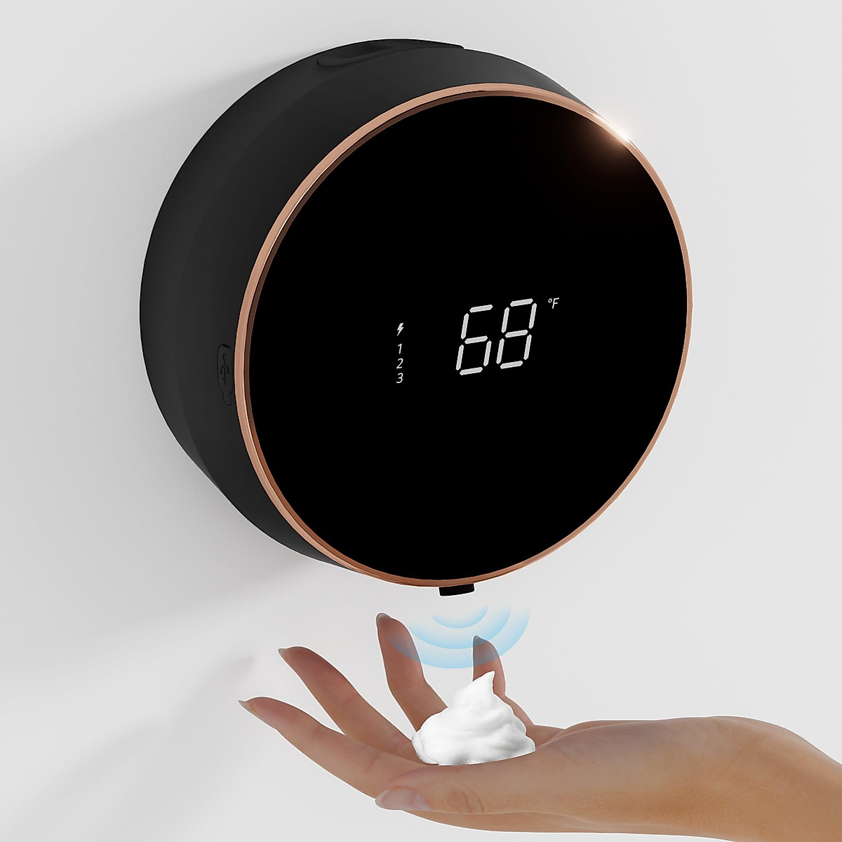 Automatic Foaming Soap Dispenser Wall Mounted- Rechargeable Foaming Hand Soap Dispenser Touchless-Smart Electric Auto Foam Soap Dispenser Wall Mount Foaming Soap Dispenser for Bathroom and Kitchen