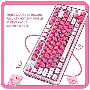Luqeeg Wireless Mechanical Keyboard, 80 Keys Wireless Bluetooth Gaming Keyboard with RGB Backlight Compact Gaming Keyboard with 2 Layer Keycap Design, for Computer, Desktop, PC, Notebook