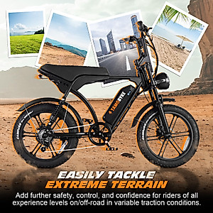 Tamobyke V29/V29Pro Electric Bike for Adults, 1000-2000W 30-34MPH 48V 15.6-31.2AH E-Bike, 20" x4.0 Fat Tire Electric Dirt Bike, Full Suspension Electric Motorcycle Moped Ebike for Commuting