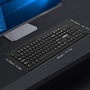 TNBIU Wireless Keyboard, 2.4G Ergonomic Wireless Computer Keyboard, Full Size PC Keyboard with Numeric Keypad for Laptop/Desktop/Surface/Chromebook/Notebook
