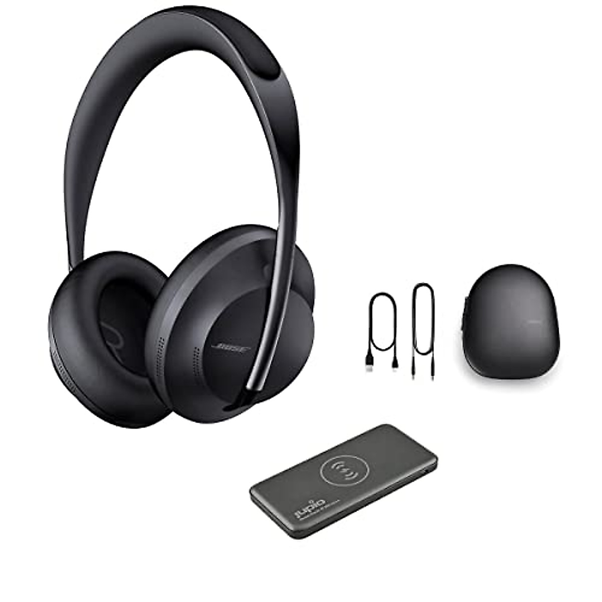 Bose Headphones 700 Noise Cancelling Bluetooth Headphones, Black with Powervault III 10000mAh Wireless Charger