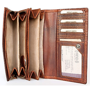 Double Sided RFID Leather Wallet Bull Burry Whole Made of a Strong Genuine Cowhide Brown One Size BB 160000 L101 BRN Vintage Double Sided Medium Brown