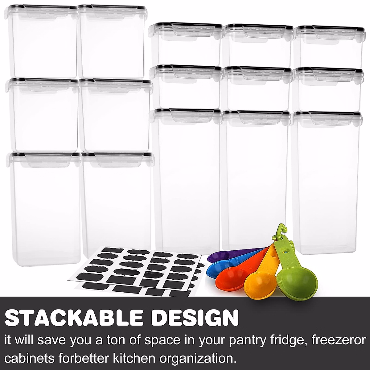 Airtight Food Storage Containers Set, RAZCC 32 PACK Cereal Storage Containers for Kitchen and Pantry Organization BPA Free Kitchen Canisters for Cereal, Rice, Flour & Oats, Free Marker and Labels