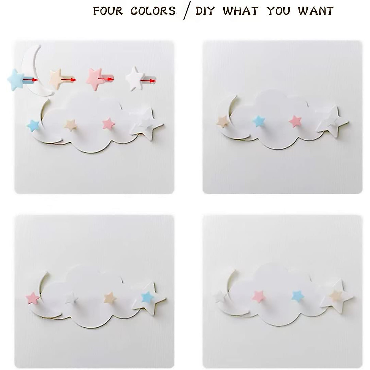 BOSGAS Adhesive Wall Hook for Kids Room,Decorative Wall Mounted Hooks Rack for Hanging Hair Clips,Headwear, Wallets,Hats,and Towels,Kids Coat Hook Rack for Boys and Girls,Easy to Use