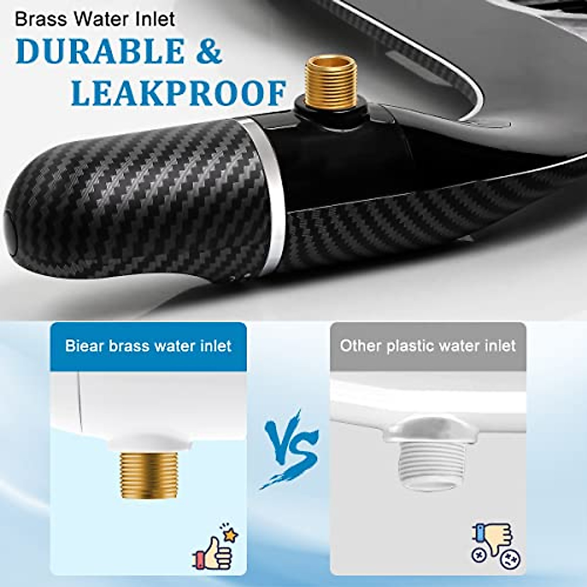 BIEAR Bidet Attachment For Toilet, Ultra-Slim Dual Nozzle Bidet Attachment Adjustable Water Pressure Non-Electric Fresh Cold Water Bidet Toilet Seat Attachment for Feminine and Posterior Wash