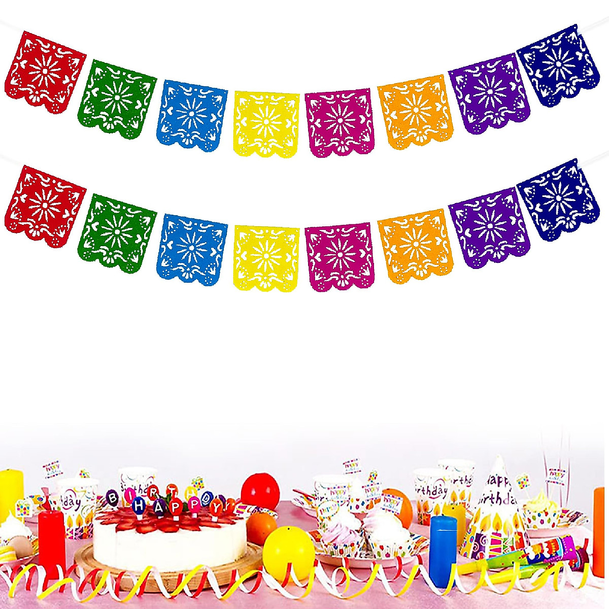 JNSAXMI Mexican Hair Felt Picado Banner,Mexican Party Fiesta Hair Felt Banners,Dia De Los Muertos Decorations Party Supplies