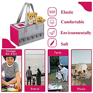 Carrying Case for Toniebox Tonies Starter Set & Audio Player Felt Cloth Portable Storage Bag Kids Travel Toy Organizer Tote Bags Handbag (Rose Red)
