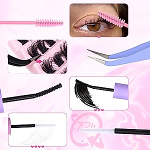 DIY Lash Extension Kit Fluffy Flat Lash Clusters with Kit Lash Bond and Seal and Cluster Eyelashes Applicator Tool D Curl Eyelash Extension Kit Individual Lashes Cluster by FANXITON