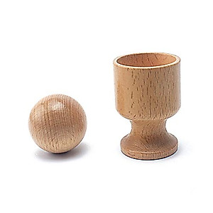 DANNI Montessori Exercise Ball and Egg Cup Set, Wooden Object Fitting Toy for Coordination, Early Education, Kids Basic Life Skills Practice, 2 Pieces