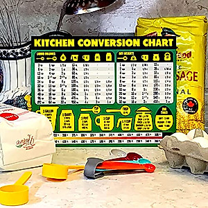 Kitchen Conversion Chart Magnet - Extra Large Easy to Read 11” x 8.5” Measurement Cheat Sheet for Cooking Baking & Reading Recipes - Convert Volume Weight Celsius Fahrenheit Imperial & Metric Units