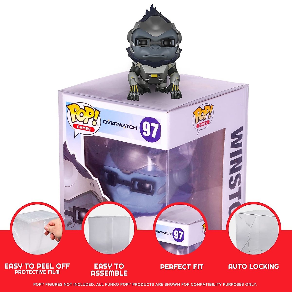 ==DISCONTINUE== Funko Pop Protector - 10-Pack, Funko Pop Display Case - Compatible with All Standard 6" Funko Pop Figures, Overwatch Action Figures 0.40 mm Thick & Stackable