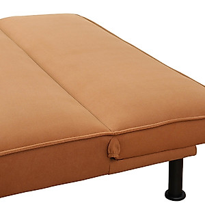 HIROHRTV 64" Small Convertible Futon Sofa Bed, Modern Fabric Sofabed with Adjustable Backrest, Futon Couch Bed for Apartment Living Room, Light Coffee Adjustable Folding Recliner